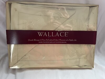 VTG Wallace White embroidered appliquéd lot of 4 placemats & matching ...