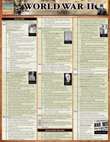 World War II : A QuickStudy Laminated Reference Guide by Inc. BarCharts ...