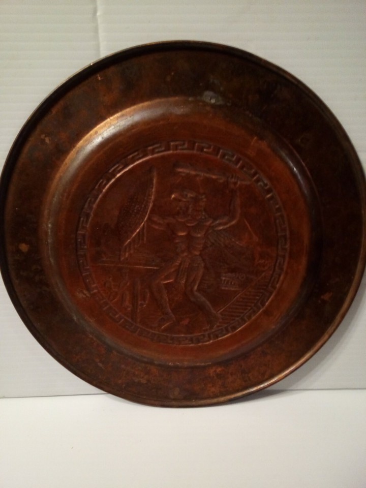 Vintage Aztec Mayan Warrior Copper Saucer dish plate | eBay