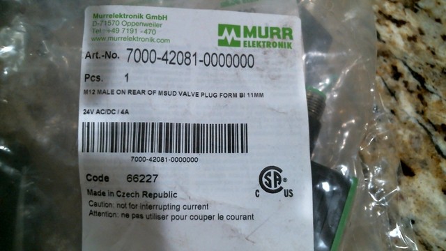 7000-42081-0000000 Murrelektronik M12 Male on Rear of MSUD Valve Plug ...