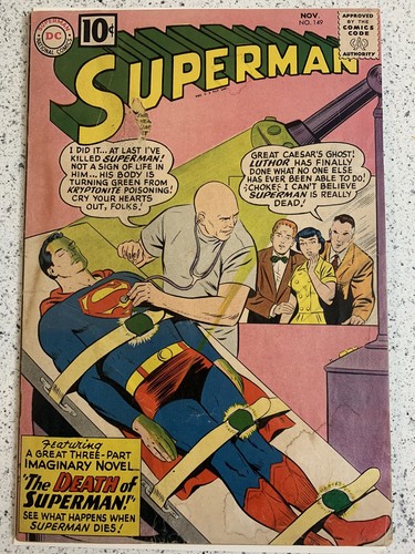 1961 Superman #149 DC Comics Lex Luthor Death of Superman Curt Swan Art ...