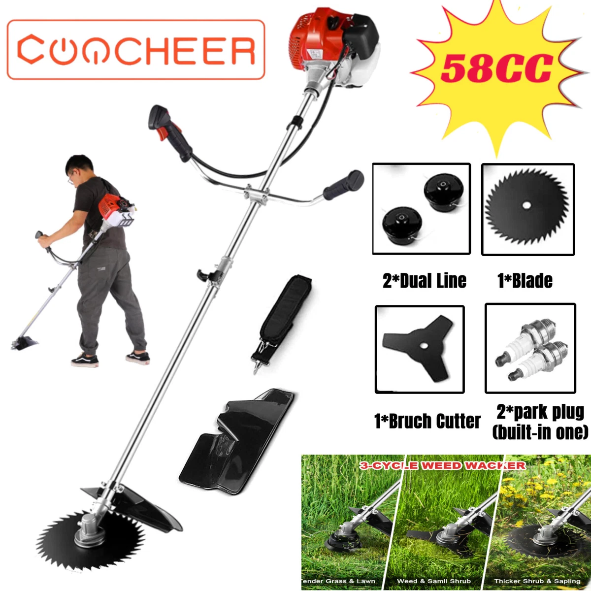 Seizeen String Trimmer, 2-Cycle Gas Grass Trimmer, Weed, 58% OFF