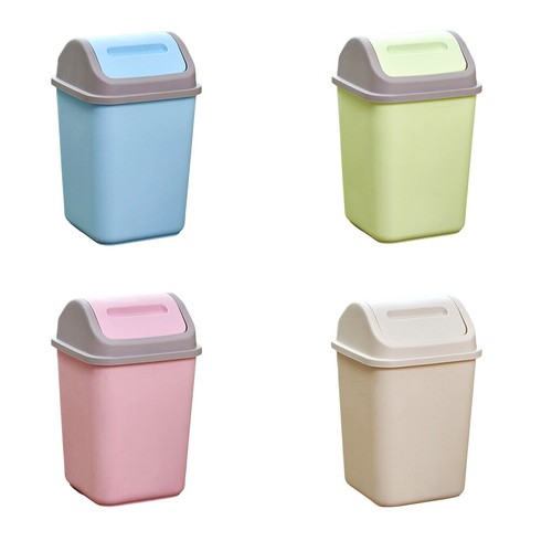 Plastic Swing Lid Bin Home Waste Dustbin Rectangle Shape Trash Can | eBay