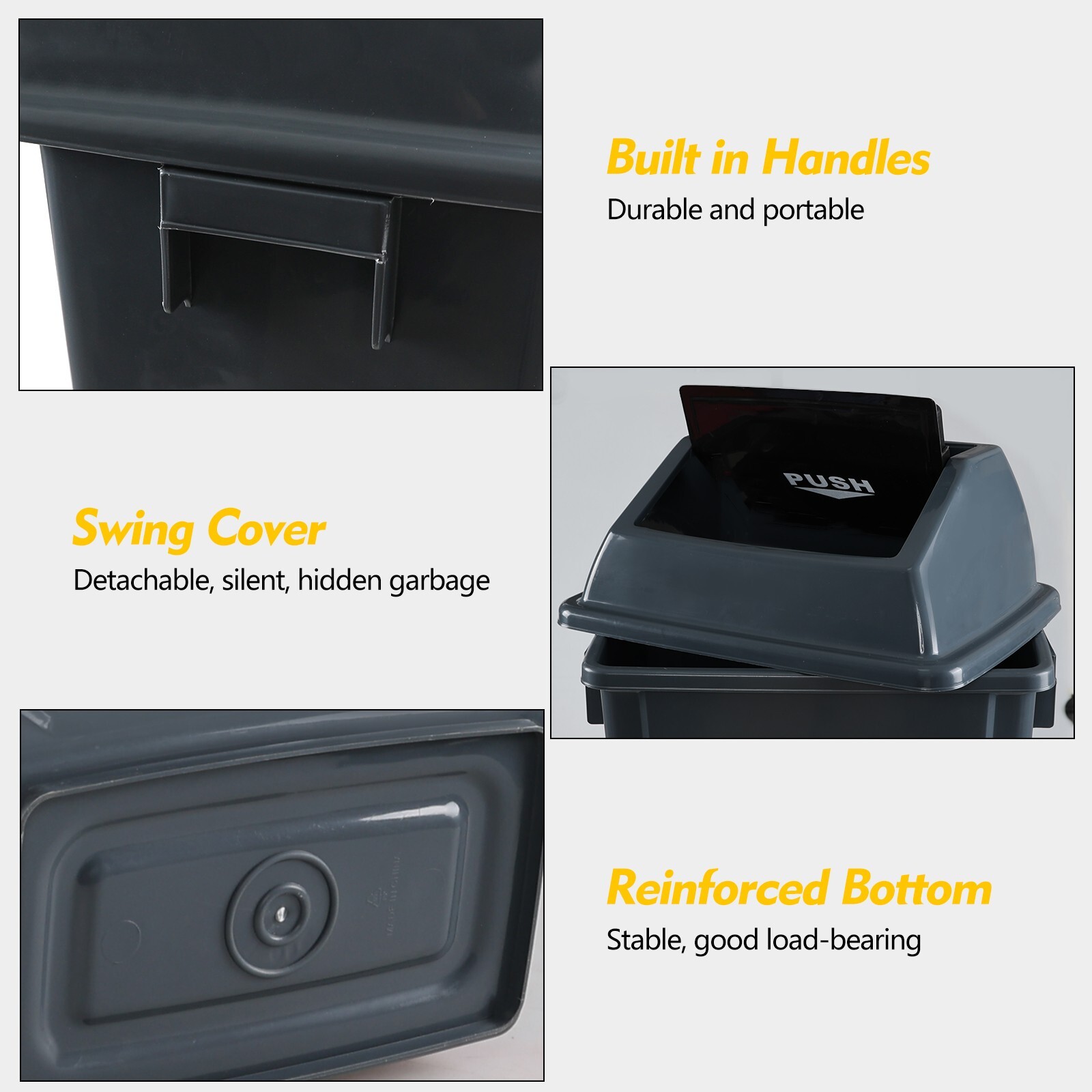 Idotry 18 Gallon Trash Can Plastic Kitchen Garbage Bin w/ Swing-Top ...