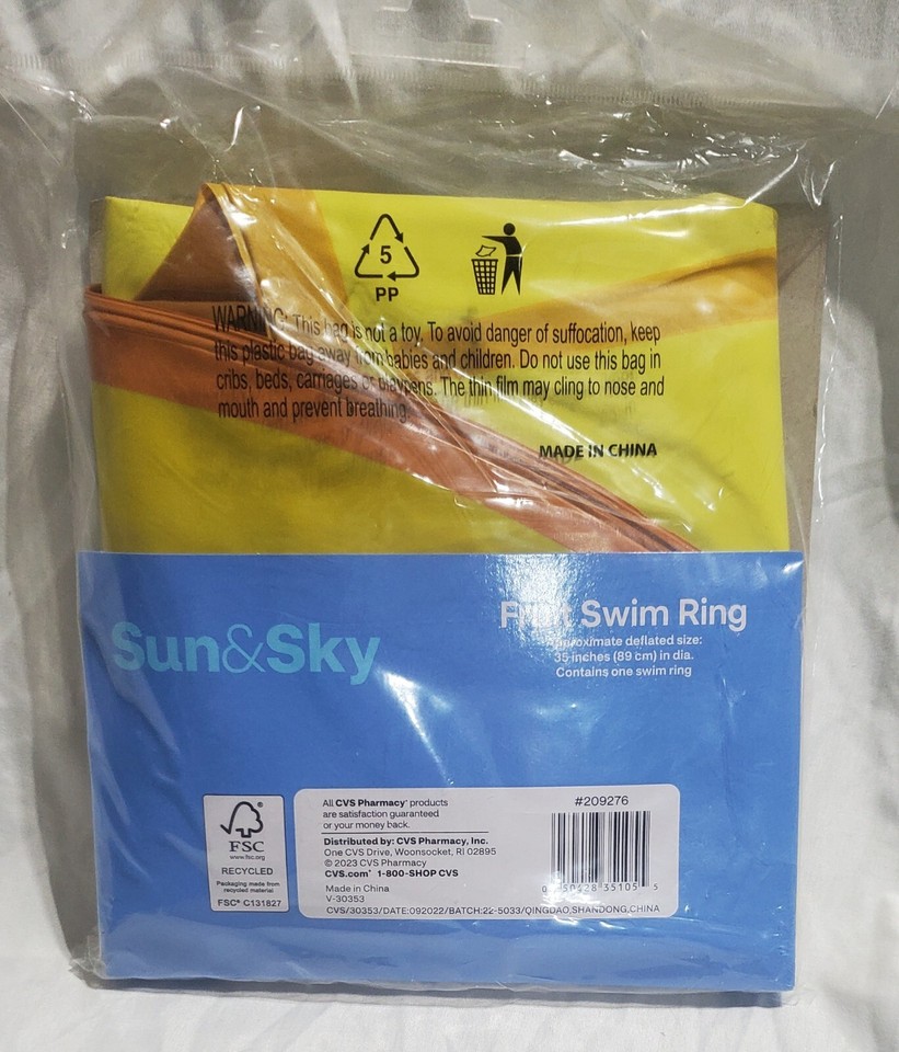 Sun&Sky Pineapple Print Swim Ring Inflatable Water Float Swimming Pool ...