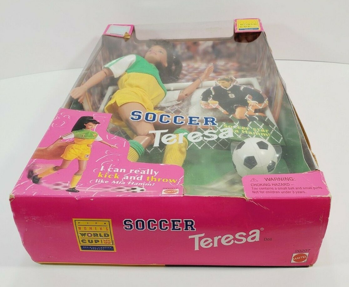 NEW 1998 FIFA Soccer TERESA as Mia Hamm Barbie Doll Mattel #20207 | eBay