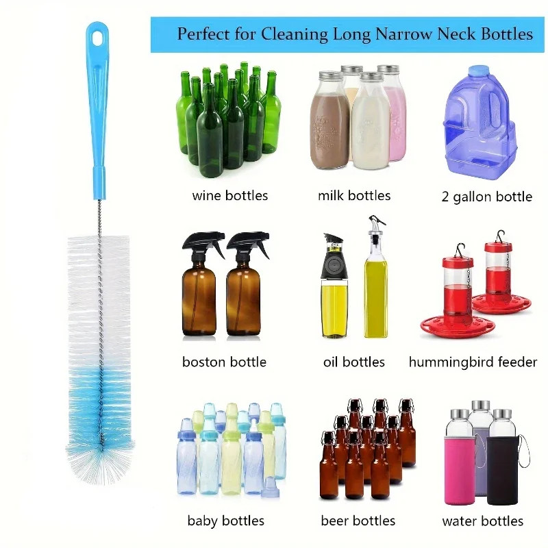 8PCS Tube Pipe Cleaner Brush Set Long Handle Nylon Brush Neck Bottle ...
