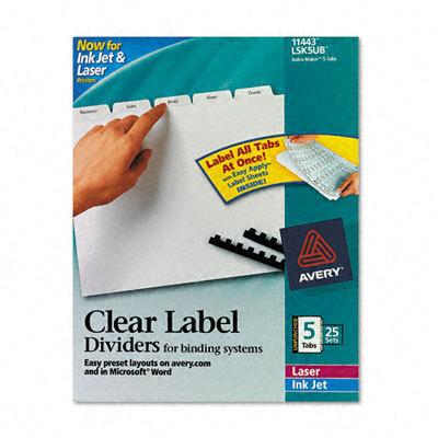 Avery Dennison Ave-11443 Index Maker Clear Label Divider - 5 X Tab ...