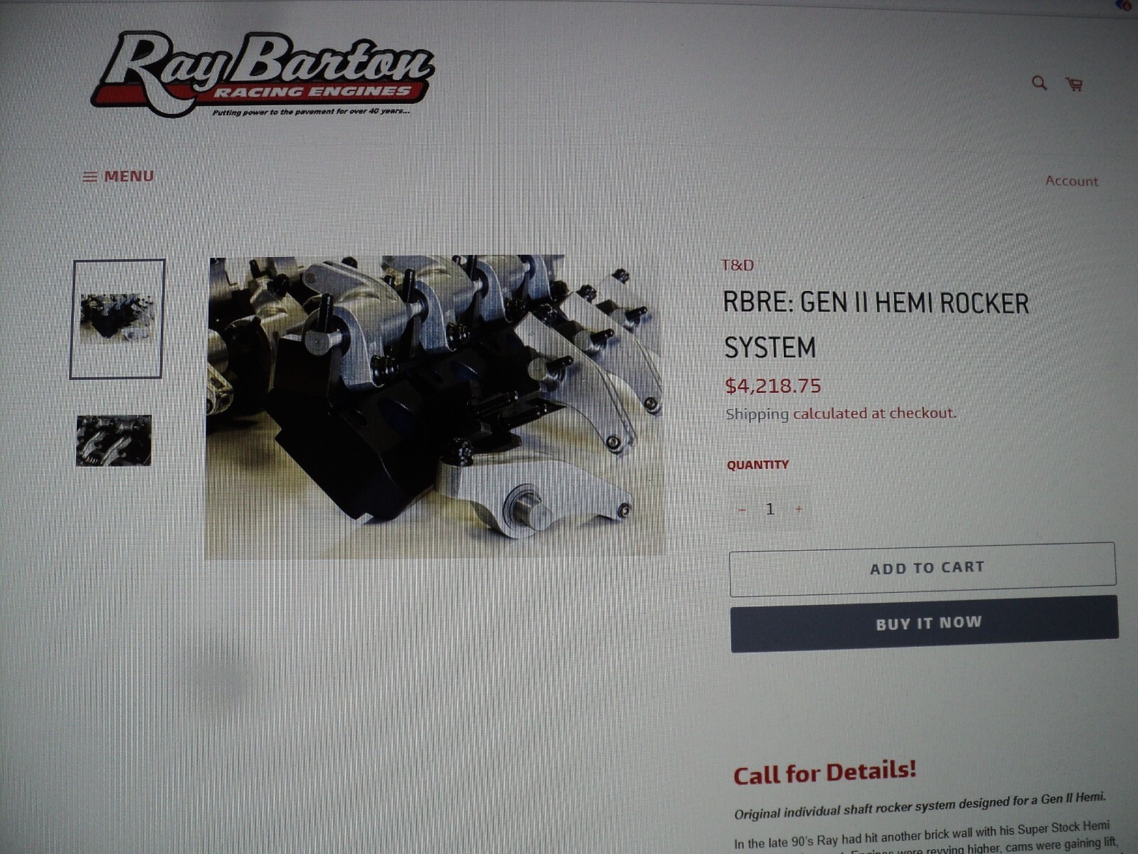 MOPAR RAY BARTON RACE 426 HEMI ROCKER ARM BAR (1) ONLY *READ AD* | eBay