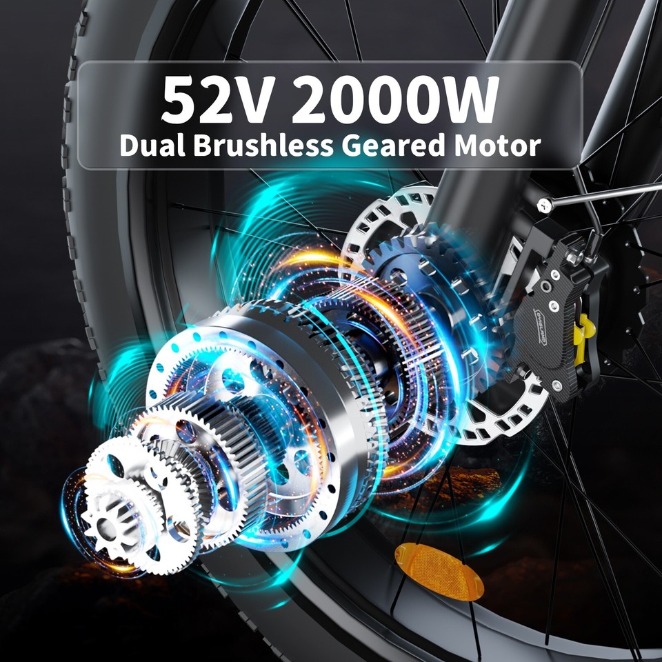 USED! 26" Electric Bike Adults 52V 2000W AWD MTB Bicycle 35MPH Full ...