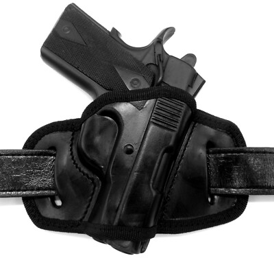 Right Hand Black Leather OWB Open Top Belt Holster for 3" 1911 STI ...