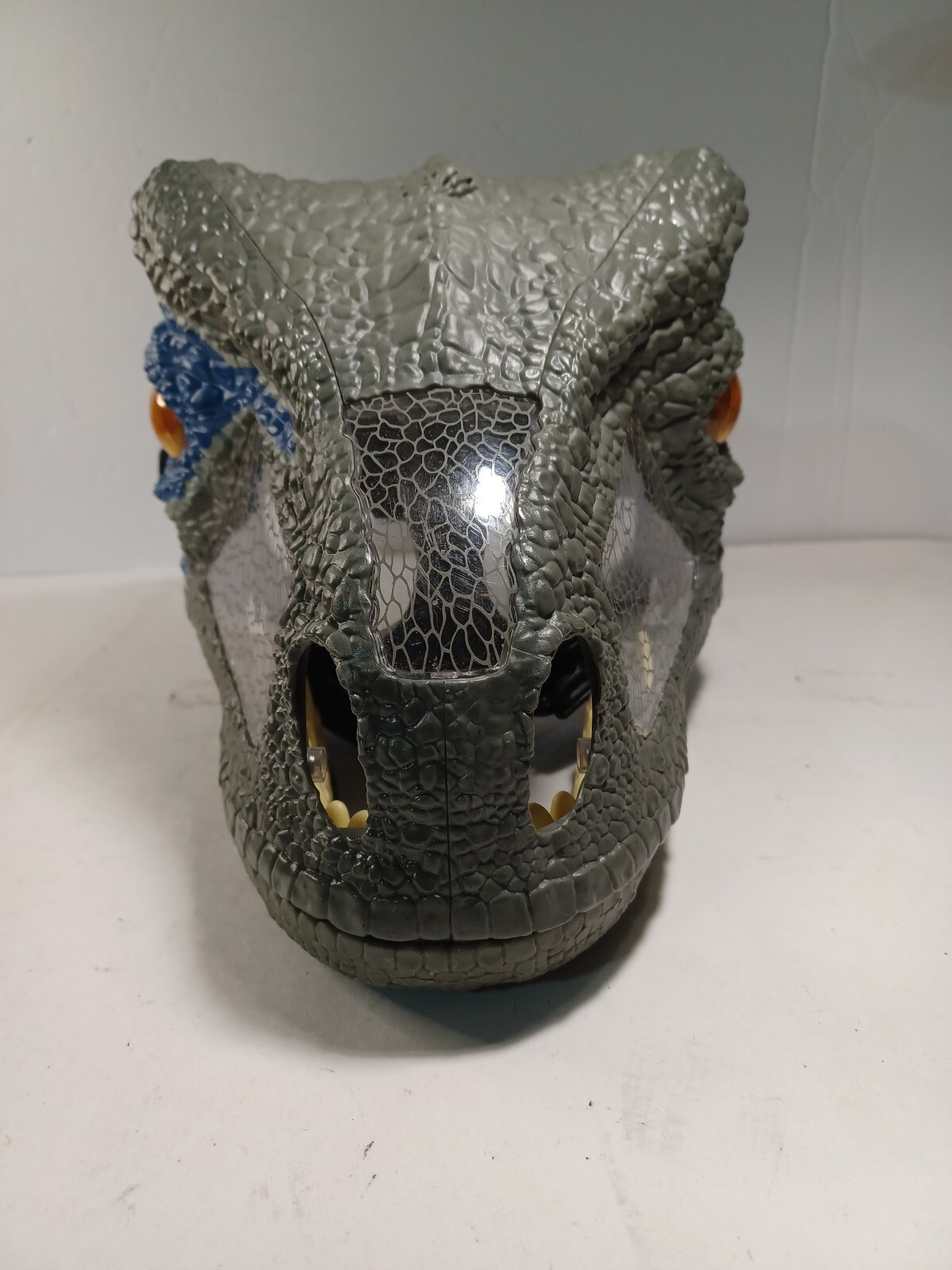 BLUE VELOCIRAPTOR MASK Jurassic World Moveable Jaw Raptor Dinosaur Mask ...