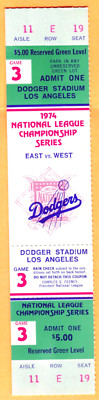 RARE FULL TICKET! 1974 NLCS PLAYOFFS GAME #3-PIRATES/DODGERS | eBay