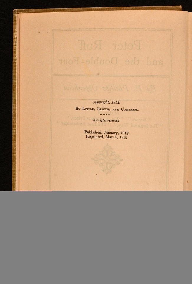 1926 Peter Ruff and the Double-Four E. Phillips Oppenheim Dust Wrapper ...
