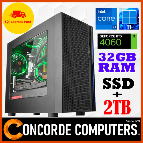Intel Core i7 Quad Gaming PC RTX 4060 Computer 32GB RAM SSD + 2TB ...