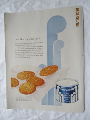 VTG 1931 Orig Magazine Ad Snowdrift Cake Cookie Oil Lard For the Cookie ...