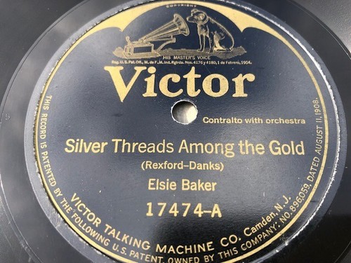 Elise Baker 78rpm Single 10-inch Victor Records #17474 Silver Threads ...