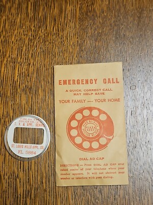 Emergency Call Dial Ad Cap St. Louis Hills Appliance Co Rotary Phone | eBay
