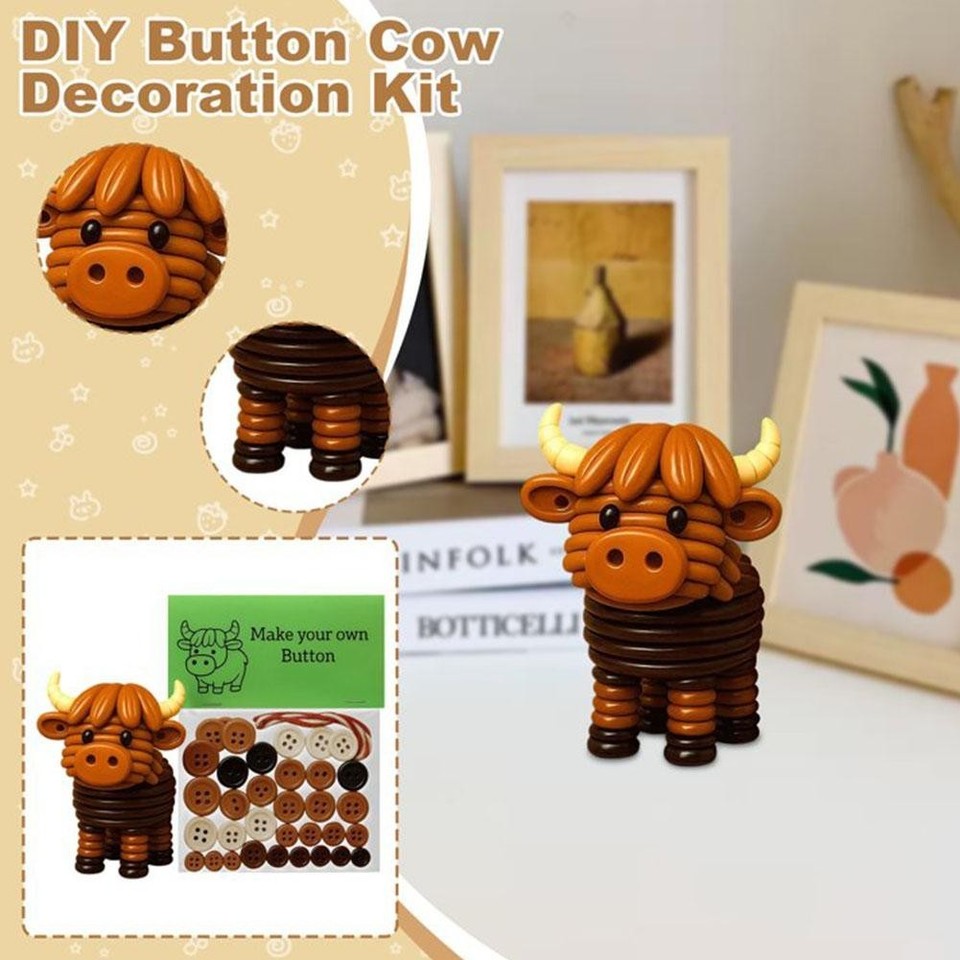 DIY Button Highland Cow Craft Kit, Fun Christmas Butt Ornament on Set ...