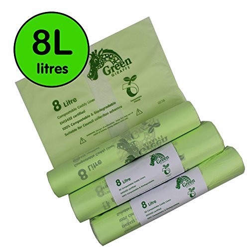 8 Litre x 150 bags Compostable 8L Kitchen Caddy Liners - Food Waste Bin ...