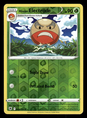 Reverse Holo Hisuian Electrode 003/189 Uncommon Astral Radiance Pokemon TCG | eBay