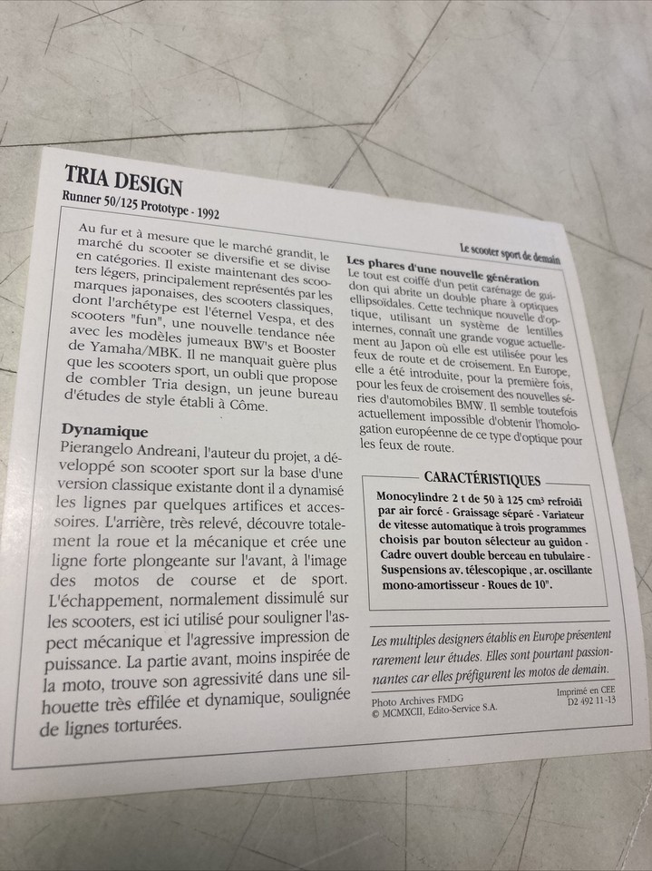 Tria Design Scooter Runner 50 125 Collectible Motorcycle Card Atlas ...