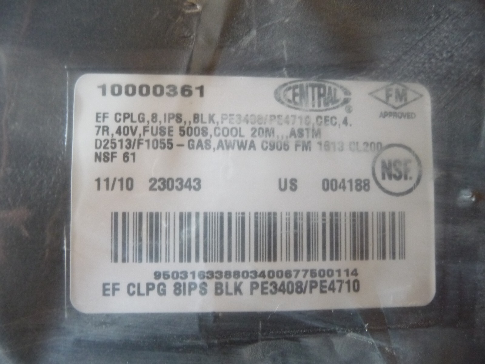 CENTRAL EF COUPLING 8 IPS PE3408/4710 | eBay