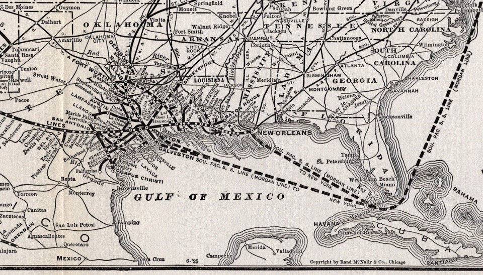 1925 Antique SOUTHERN PACIFIC RAILROAD Map Vintage Railway Map Wall ...