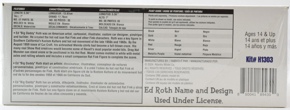 Atlantis Drag Nut Ed Big Daddy Roth Plastic Model Car Kit W/ Figure ...