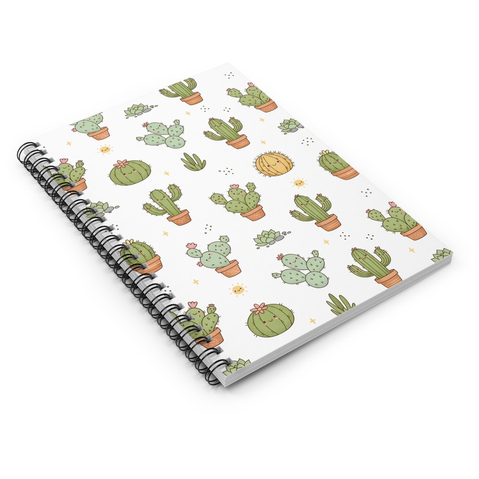Cactus Pattern Spiral Notebook | Spiral Ruled Journal | School or Work ...