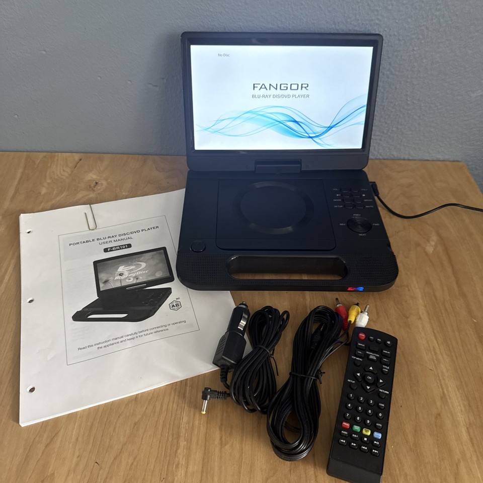 FANGOR 10.5” Portable Blu-Ray Player with HD Swivel Screen LAN HDMI USB ...