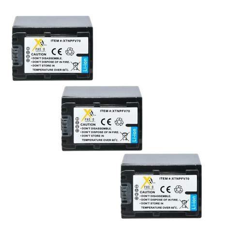 3X Batteries NP-FV70, for Sony HDR-PJ330, HDR-PJ340, HDR-PJ350, HDR ...