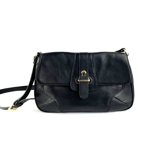 Etienne Aigner Shoulder Bag Purse Handbag Classic Soft Leather Black | eBay