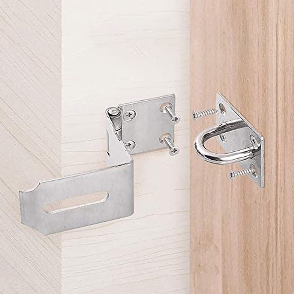 Hasp Latch Padlock Latch 4 Inch 90 Degree Stainless Steel Padlock Hinge ...