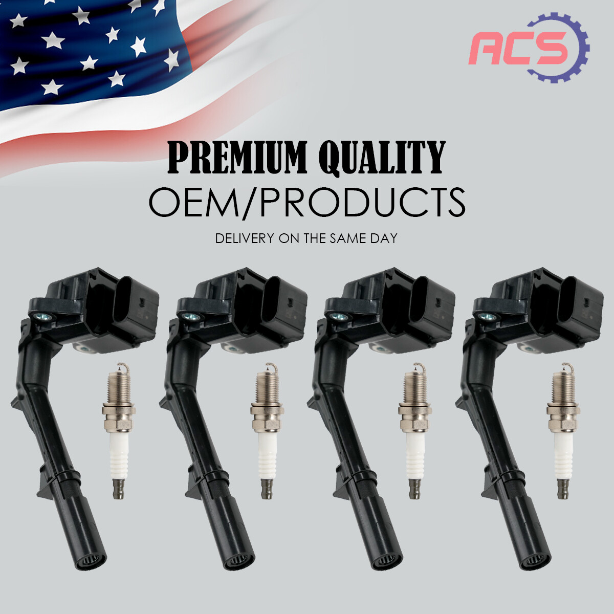 4X Ignition Coil + Spark Plug OEM for Mercedes Benz C300 CLA250 E300 2 ...