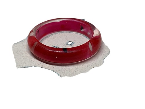 Red Plastic Ring (White & Black Flecks) Size R | eBay