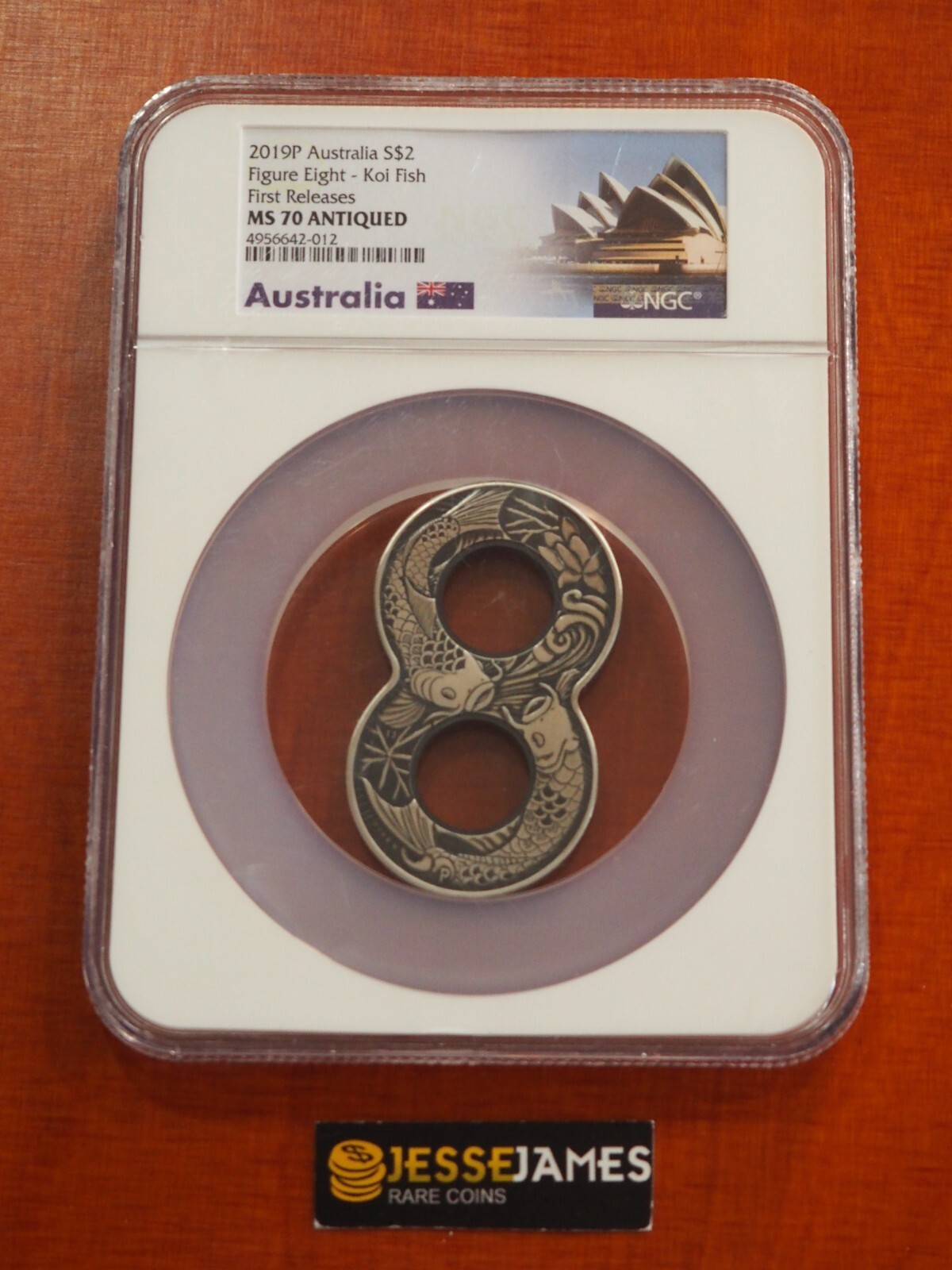 2019 $1 AUSTRALIA SILVER FIGURE EIGHT KOI FISH NGC MS70 ANTIQUED 2 OZ ...