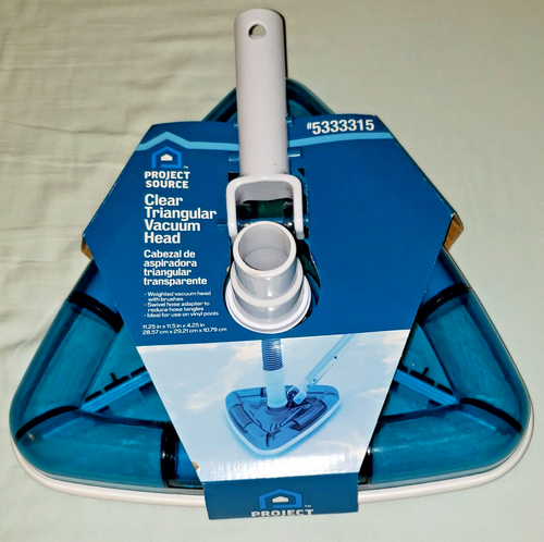 TRIANGLE POOL VACUUM HEAD Aqua Blue Clear Weighted multi-angle brushes ...