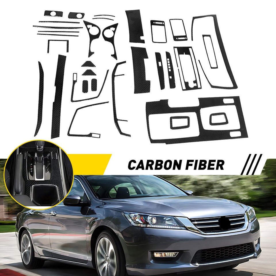 31x Carbon Fiber Style Interior Stickers Cover Trim Kit For Honda ...