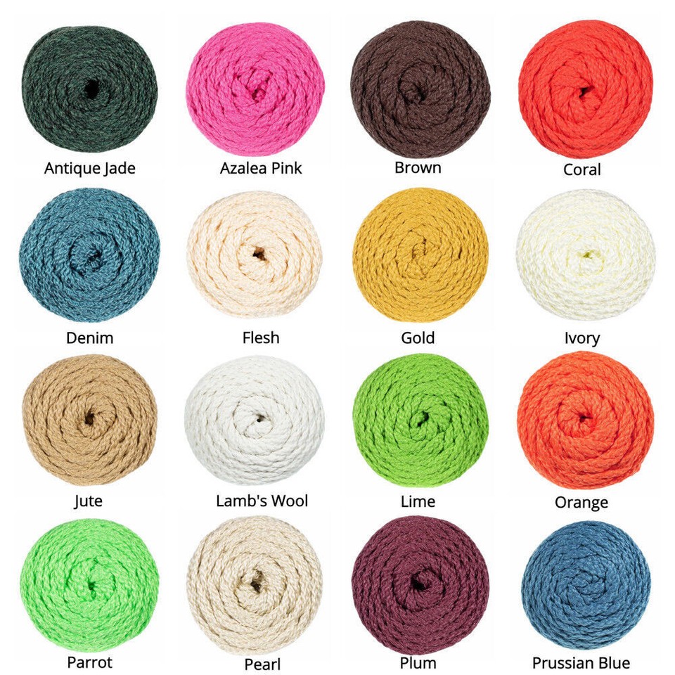 6MM Macrame Cord Bonnie Braid yarn rope 100yd rolls fusible colorfast ...
