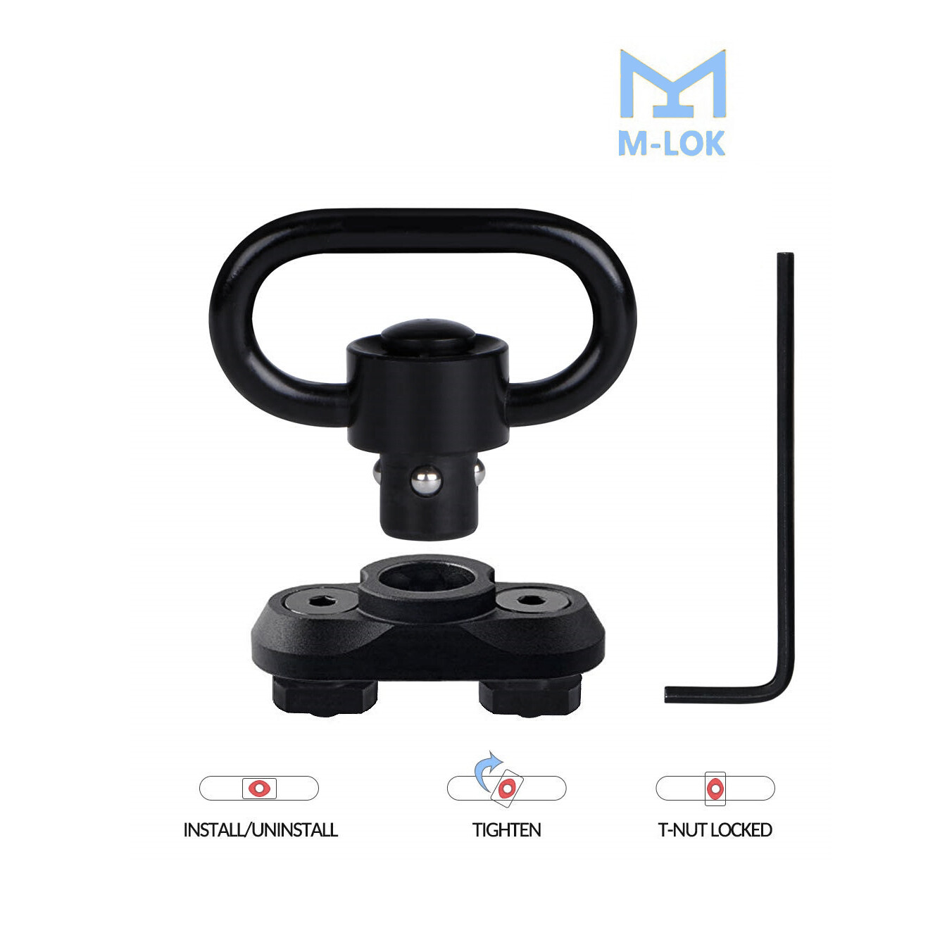 M-LOK Quick Release Sling Mount Swivel Detach QD Sling Swivel Interface ...