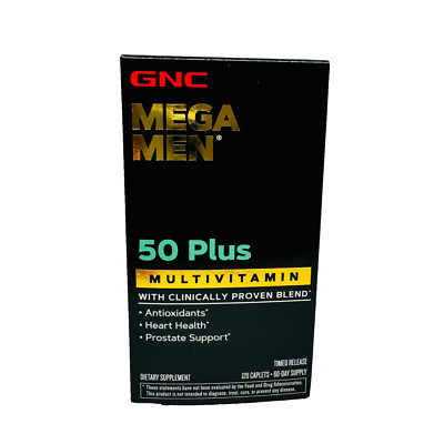 GNC Mega Men 50 Plus Multivitamin Pack of 120 Free Ship Expiry 02/27 ...