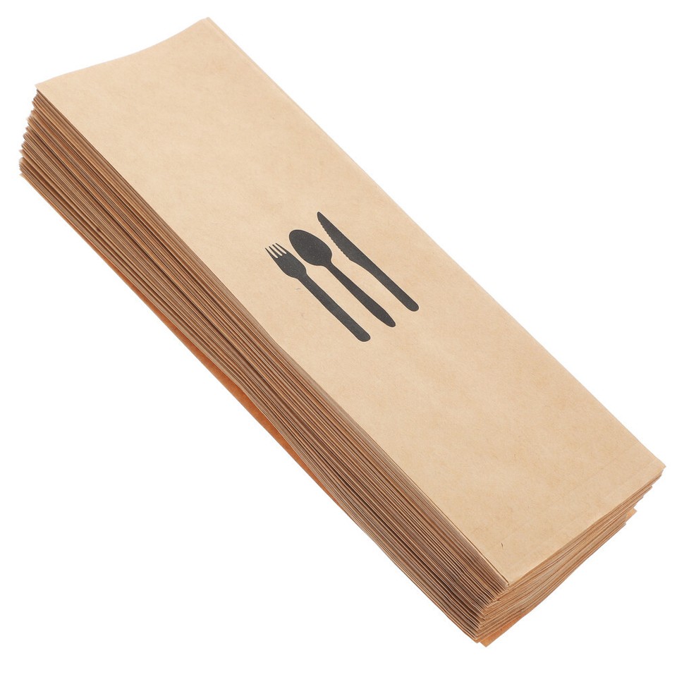 100pcs Kraft Paper Cutlery Holder Paper Silverware Holder Utensil ...