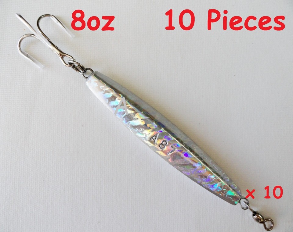 10 pcs Diamond Jigs 8oz Holographic Saltwater Fishing Lures | eBay