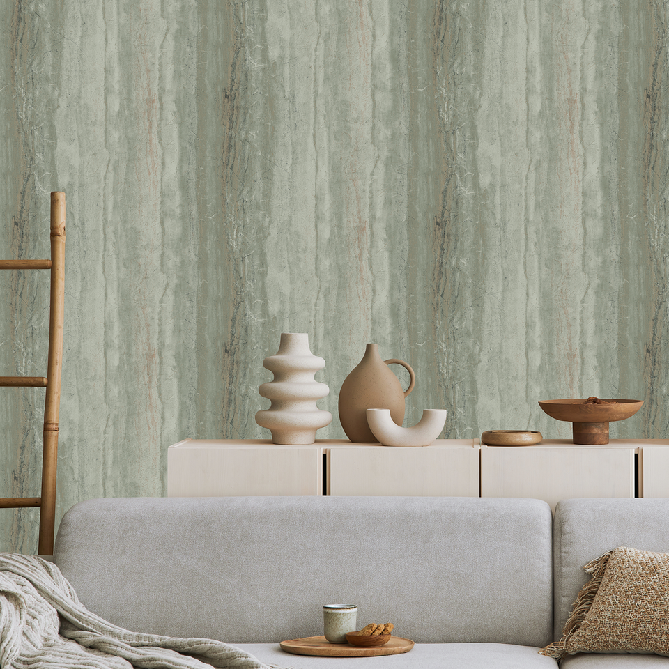Vertical Marble Wallpaper 5043 Green Debona Metallic Textured Concrete ...