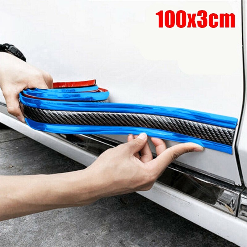 Long Lasting Carbon Fiber Blue Edge Guard Strip for Car Side Skirt 1 ...