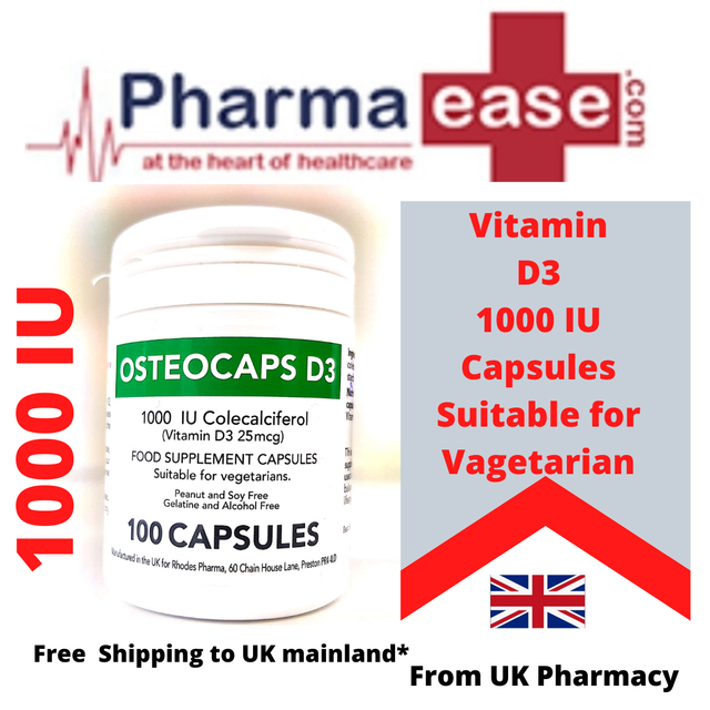 Osteocaps Vitamin D3 Colecalciferol Supplement 1000iu X 100 Capsules ...