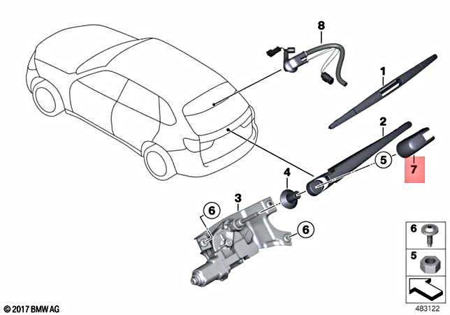 Genuine BMW X5 F15 F85 X5 25d 25dX 28iX 30dX 35dX Wiper Arm Cover ...