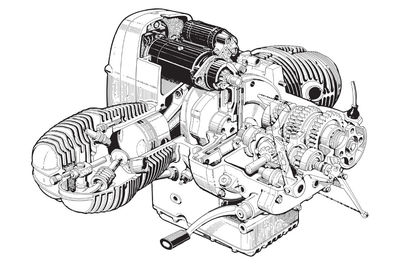 1969 BMW /5 MOTORCYCLE ENGINE CUTAWAY POSTER PRINT 24x36 HI RES 9 MIL ...
