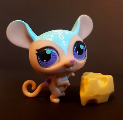 Littlest Pet Shop LPS Brown & Aqua Blue Mouse With Purple Eyes #3055 ...